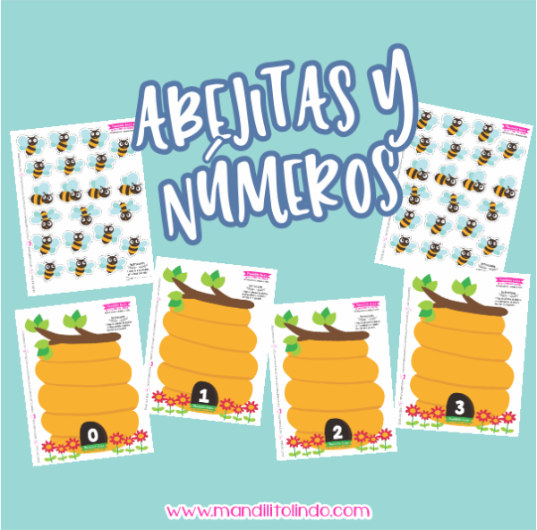 Actividades para preescolar - Abejitas y números - Mandilito Lindo