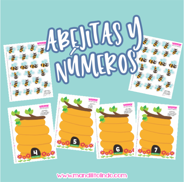 Actividades para preescolar - Abejitas y números - Mandilito Lindo