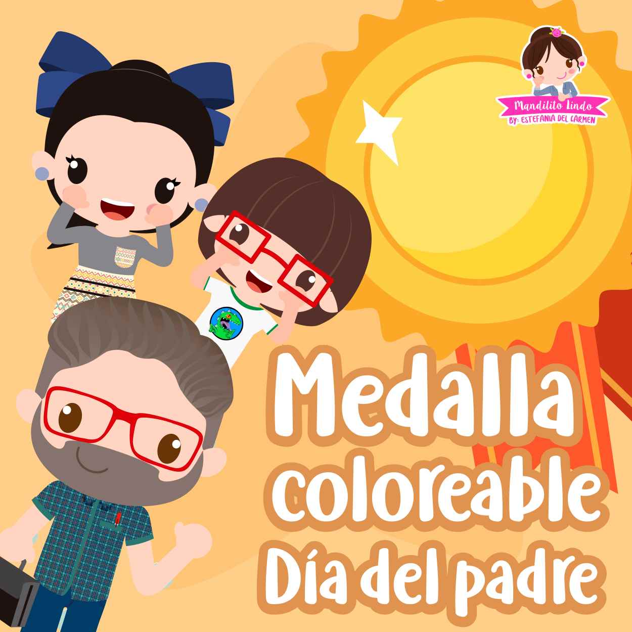Medalla coloreable Día del Padre. - Mandilito Lindo